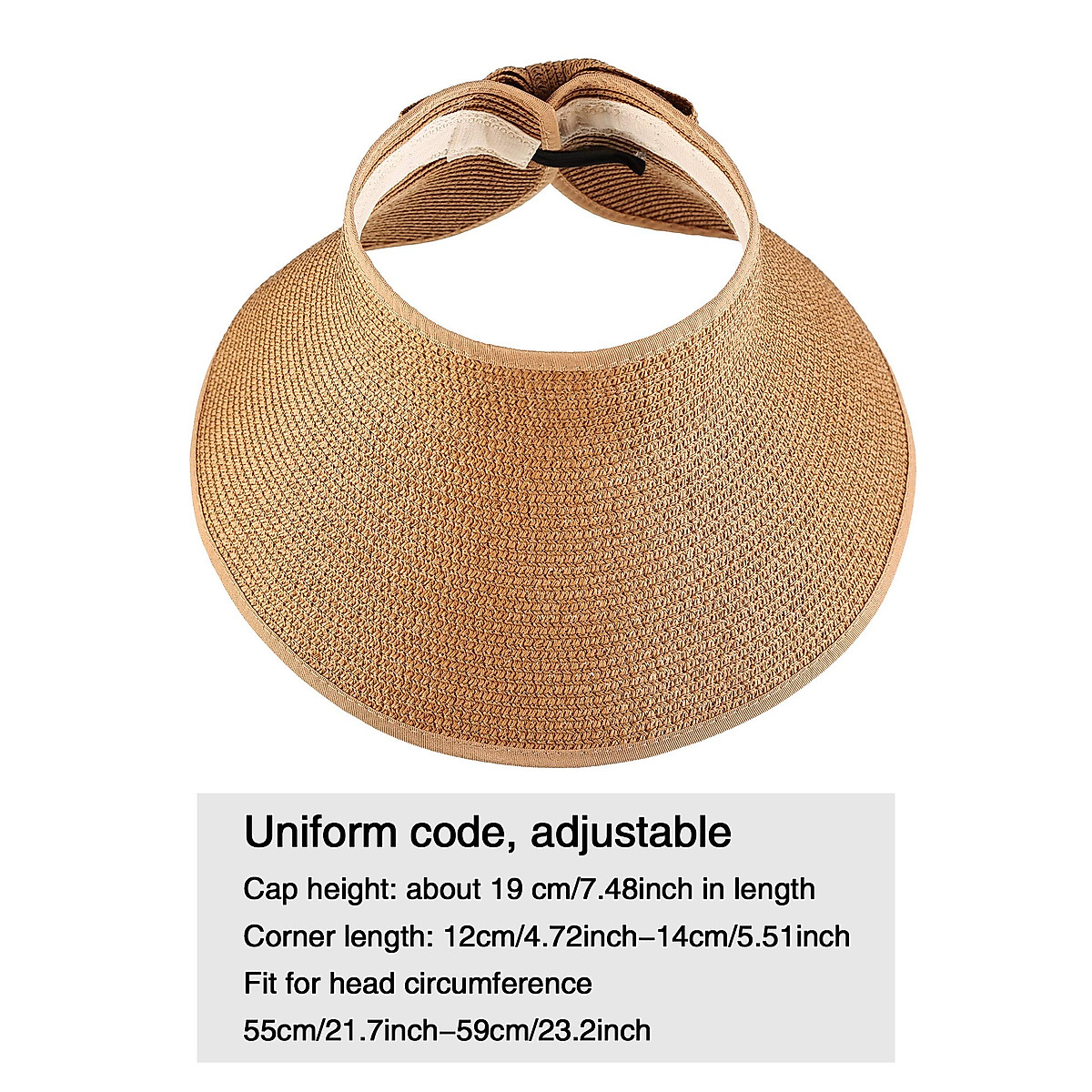 HESTYA Women's Wide Brim Straw Sun Visor Hat Foldable Roll-up Summer Beach Hat Open Top Hat Packable