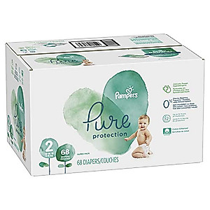 Diapers Size 2, 68 Count - Pampers Pure Protection Disposable Baby Diapers, Hypoallergenic and Unscented Protection, Super Pack (Old Version)