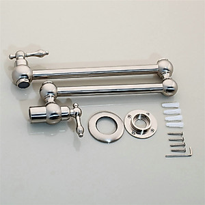 Pot Filler faucets Nickel Brush Rotated Bathtub Basin Sink Mixer Tap Black Paint Solid Brass Kitchen Sink Swivel Wall Mount Pot Filler Faucet Folding Wall Mount Stretchable Double