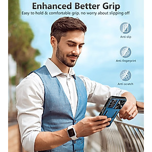 FNTCASE for Samsung Galaxy A23 Protective Case: Military Drop Protection Rugged Sturdy Cellphone Cover with Kickstand & Slide | Shockproof Heavy-Duty Tough Bumper for Samsung A23 5G/4G Phone - Blue