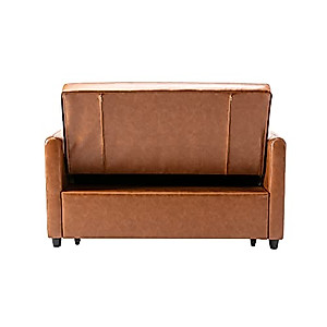 ERYE 3 in 1 Faux Leather Upholstered Sofa Loveseat Convertible Sleeper Couch Bed,Modern 2-Seaters Love Seat Sofa&Couch Functional Daybed with USB Charging Ports for Small Space Living Room