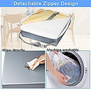 Toddler Booster Seat for Dining Table, PU Waterproof Strong Support Portable Booster Chair for Toddlers Eating, Easy Cleaning Booster Seat Cushion Detachable with Fix Straps(Larger, 14.2*12.6*3.6in)