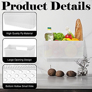 6 Pack Storage Organizer Bins Wall Mounted Organizer Basket Stackable Fridge Cabinet Door Bin Plastic Hanging Baskets with Self-adhesive Hooks for Kitchen Bathroom Pantry Freezer Under Sink - BPA Free