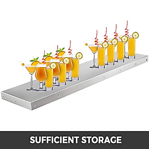 VEVOR Concession Shelf 48L x 12W Inch Stainless Steel Drop Down Folding Serving Food Shelf Stand Serving for Concession Trailer Serving Window