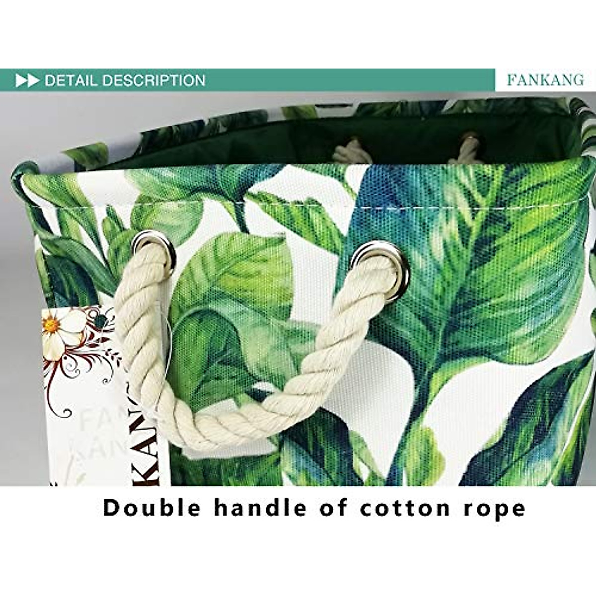 FANKANG Rectangular Laundry Basket Nursery Storage Fabric Storage Bin Storage Hamper,Book Bag,Gift Baskets (Green plant)