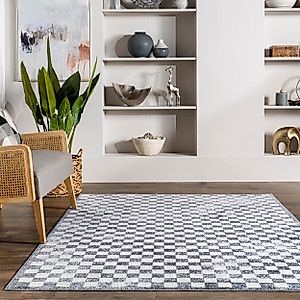 nuLOOM Ashanti Vintage Checkers Machine Washable Area Rug, 4x6, Navy