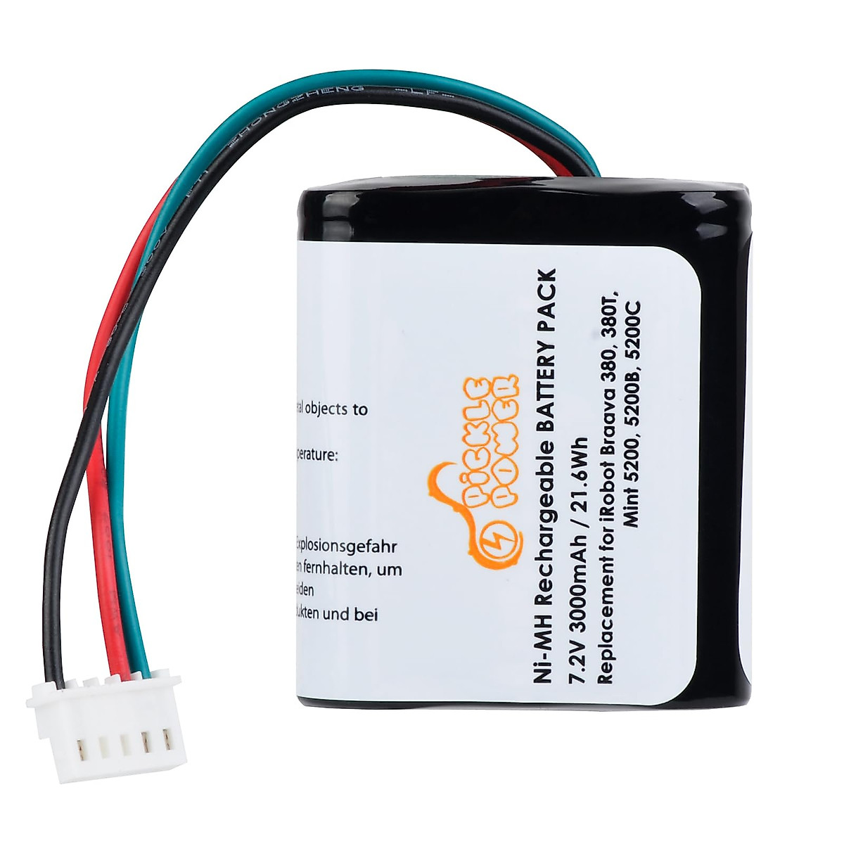 Pickle Power 3000mAh 7.2V NiMH Battery Replacement for iRobot 380 380T 390 390T Mint 5200 5200B 5200C Vacuum Cleaner