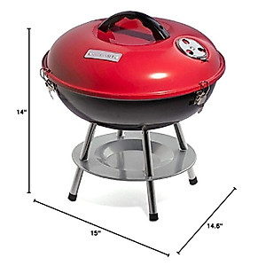 Cuisinart CCG190RB Inch BBQ, 14" x 14" x 15", Portable Charcoal Grill, 14" (Red)