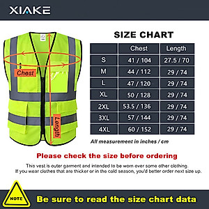XIAKE Reflective Safety Vest for Men & Women Mesh High Visibility Vest with Pockets Meets ANSI Standards(Medium,Yellow)