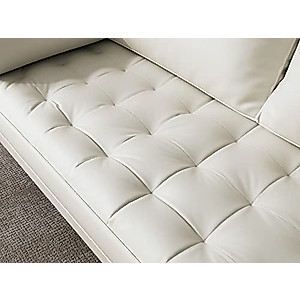 SILKIR 3-Person Sofa Couch for Living Room | Perfect for: Apartment/Studio/Office & Small Space | Poly Fabric | Fast and Easy Assembly Modern Contemporary Mid-Century, Faux Leather, White
