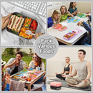 Caperci Bento Box Adult Lunch Box - Stackable Leakproof 47oz Lunch Containers for Adults with Sauce Container - Idea for Office, On-the-go, Microwave/Dishwasher Safe, BPA Free (Black)