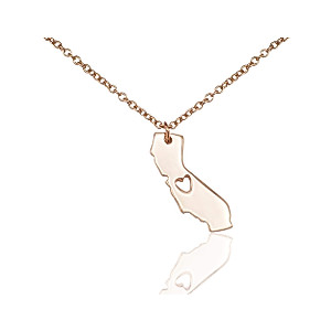 quan jewelry California State Necklace, Handmade California Map Pendant Charm, Inspirational Necklace with Greeting Card (Rose Gold Tone)