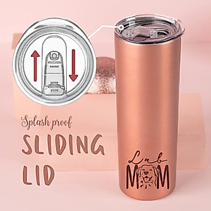 Onebttl Labrador Retriever Gifts for Women, Best Labrador Gifts for Lab Mom, 20 oz Stainless Steel Skinny Tumbler with Lid and Straw, Perfect for Christmas, Birthday, Gifts Box Included, Rose Gold