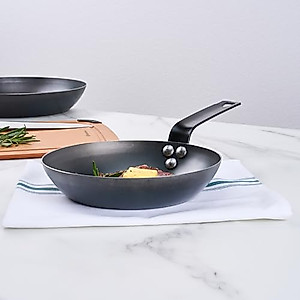 Restaurantware Met Lux 8 Inch Fry Pan, 1 Lightweight Frying Pan - Induction-Ready, Triple-Riveted, Black Carbon Steel Cooking Skillet, Durable, For Searing, Sauteing, And Browning Food