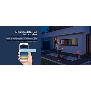 YZY TECH 1080P WiFi Camera, Outdoor IP66 Waterproof, Motion Human Absence Smoke Alarm Detection, Night Vision,180˚ Panorama Bullet Camera, Lens 2.3mm (C63S)