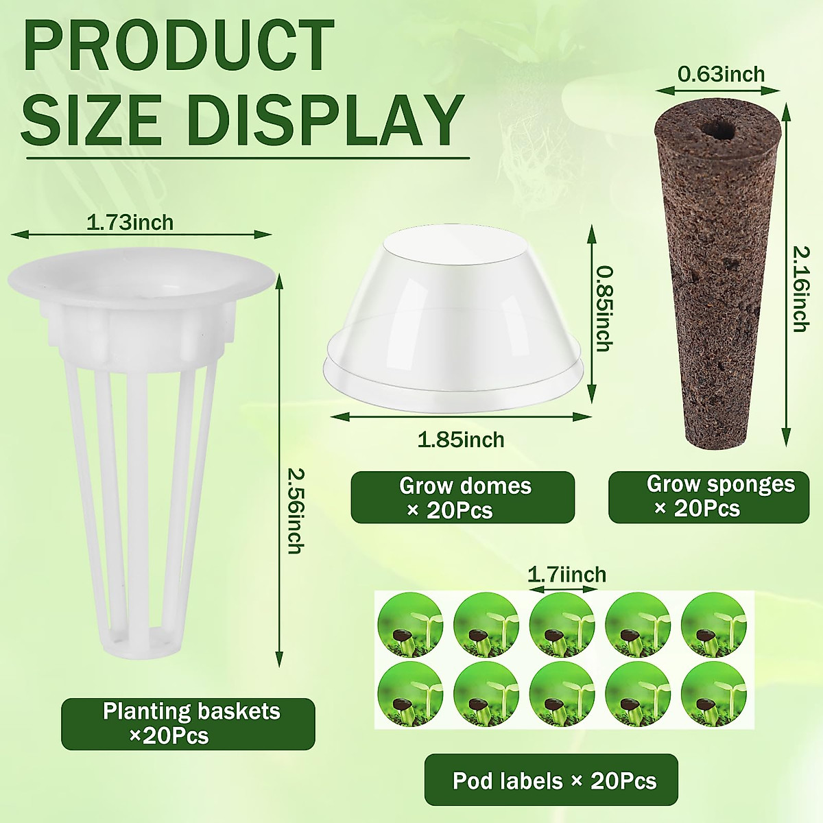 DECYOOL Garden Seed Pods, 48pcs Hydroponic Pods Kit:Grow Anything Kit with 12 Grow Baskets,12 Grow Sponges, 12 Pod Labels,12 Grow Domes