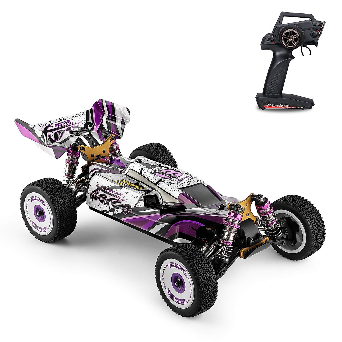 GoolRC WLtoys 124019 RC Car,1/12 Scale 2.4GHz Remote Control Car,4WD 60km/h High Speed Racing Car,Off-Road Buggy Drift Car RTR with Aluminum Alloy Chassis,Zinc Alloy Gear and 1 Battery