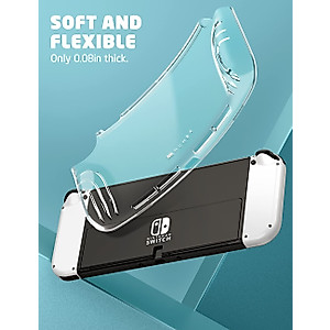 Mumba Case for Nintendo Switch OLED 2021, [Thunderbolt Series] Protective Clear Cover with TPU Grip Compatible with Nintendo New Switch OLED 7 Inch Console and Joy-Con Controller (Clear)