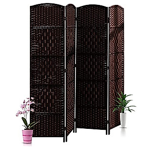 Divider Room Panel, 4 Panel 6 Ft Folding Privacy Screens, Freestanding Hinged Room Dividers (Brown)