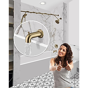 LOCALAND Slip-On Extra Long Tub Spout with Diverter, 1/2 Inch Slip Fit Connection,Brushed Gold