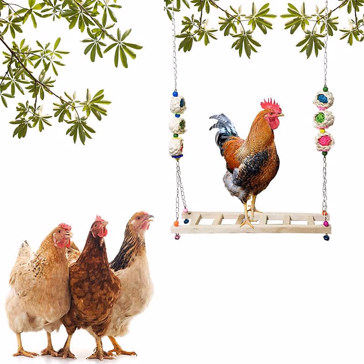 AFXOBO 4Pcs Bird Chicken Pet Toy Net Bag Swing Chewing Pet Toy Chicken Bird Cage Accessories *TUQ0073