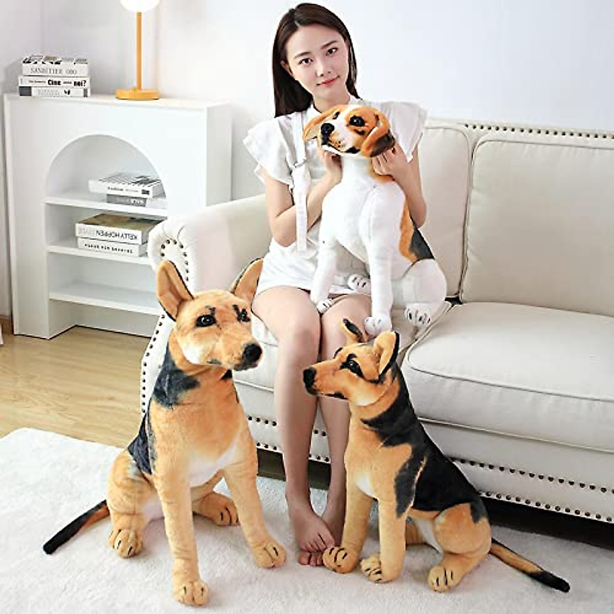 Simulation Dog Plush Toys, Cute Kawaii Puppy Soft Stuffed Real Pillow Home Decoration, for Kids Boys Gifts 40Cm A