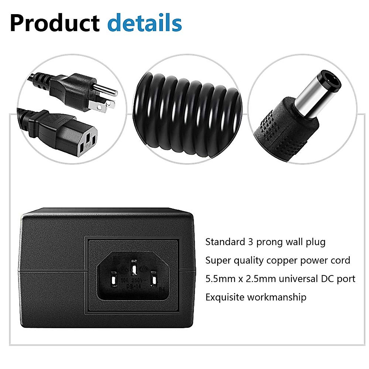 SHNITPWR 24V DC Power Supply 24 Volt 5A 120W Power Adapter 100V~240V AC to DC Converter Transformer 5.5x2.5mm Plug for 5050 3528 LED Strip Light 3D Printer LED Driver CCTV Security System LCD Monitor