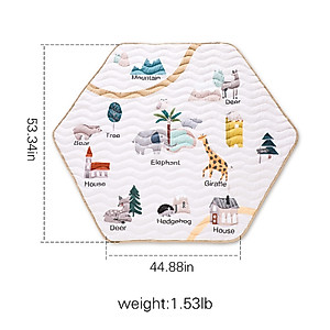 let's make Hexagon Playpen Mat Soft Area Rug | Baby Playmat Fits Regalo Portable Play Yard 48 Inch and hiccapop 53" PlayPod Playpen | Non-Slip Kids Rug with Cute Woodland Animals for Nursery Room