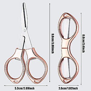 8 Pcs Stainless Steel Scissors Folding Mini Scissor Anti Rust Portable Keychain Scissors Small Glasses Shaped Compact Shear Telescopic Cutter for Travel School Office (Folding, Folding Style)