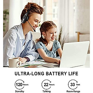 Bluetooth Headset with Microphone,Trucker Bluetooth Headset with Noise Cancelling,22Hrs Call Time,V5.0 Wireless Headset with Mute Button,On Ear Headphones for Cell Phones Business Office