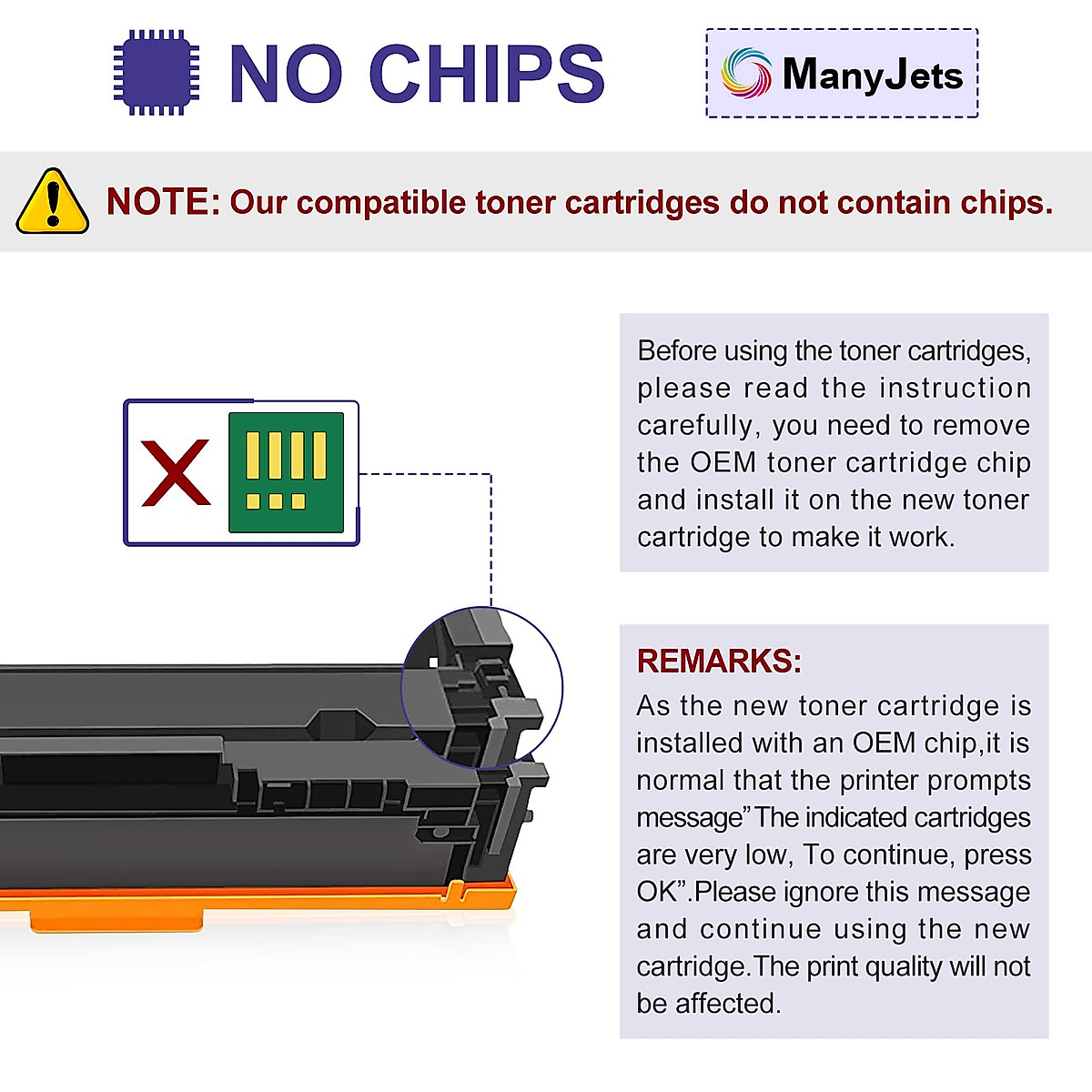 ManyJets 206A Compatible Toner Cartridge Replacement for HP 206A W2110A 206X W2110X Black Work with HP Laserjet Pro M283fdw M255dw M283cdw M282nw Printer (NO CHIP,Black,2-Pack)