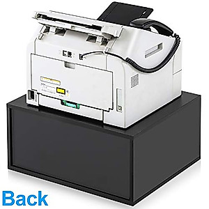 FITUEYES Large Printer Stands with 3 Storage Compartments, Desktop Paper Organizer Shelf for Home Office, 2-Tier Printer Riser, Black, 18.9" L x 15.7" W x 8.7" H