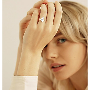 TIGRADE 2CT Engagement Ring for Women Marquise Cut Cubic Zirconia Wedding Band CZ Promise Anniversary Ring Size 3-12, Gold, Size 5.5