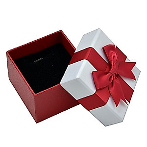 Paialco Jewelry Package Paper Gift Box Red Ribbon Bow-Knot 3-Inch by 3-Inch