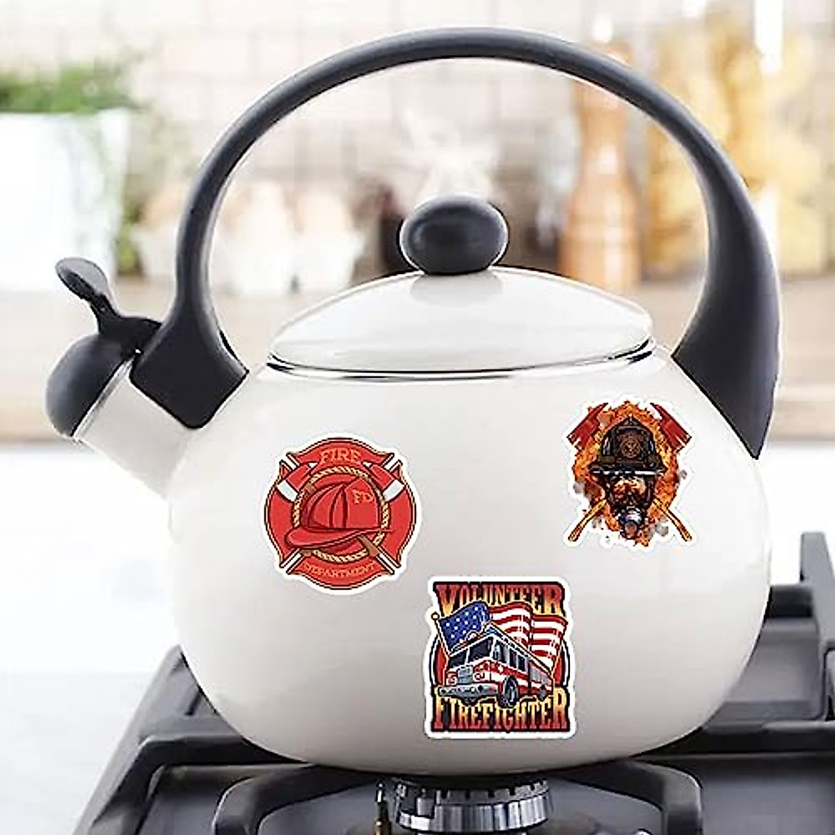 50 Pack Fireman Vinyl Stickers, Fire Truck Theme, Perfect for Adults, Kids on Fire Equipment, Water Bottles, Helmets, Laptops