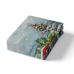 Red Christmas Truck Duvet Cover Set King Size,Winter Snow View Bedding Set for Kids Boys Girls Adults Room Decor,Happy New Year Themed Comforter Cover 3pcs Xmas Pine Quilt Cover,2 Pillowcases