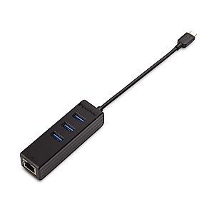 Cable Matters 4-in-1 USB C Hub Ethernet, Support Gigabit Network, USB C Ethernet Hub, Thunderbolt LAN Adapter with 10/100/1000Mbps Network, Black
