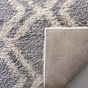 SAFAVIEH Berber Shag Collection Area Rug - 6'7" Square, Grey & Cream, Moroccan Design, Non-Shedding & Easy Care, 1.2-inch Thick Ideal for High Traffic Areas in Living Room, Bedroom (BER213G)