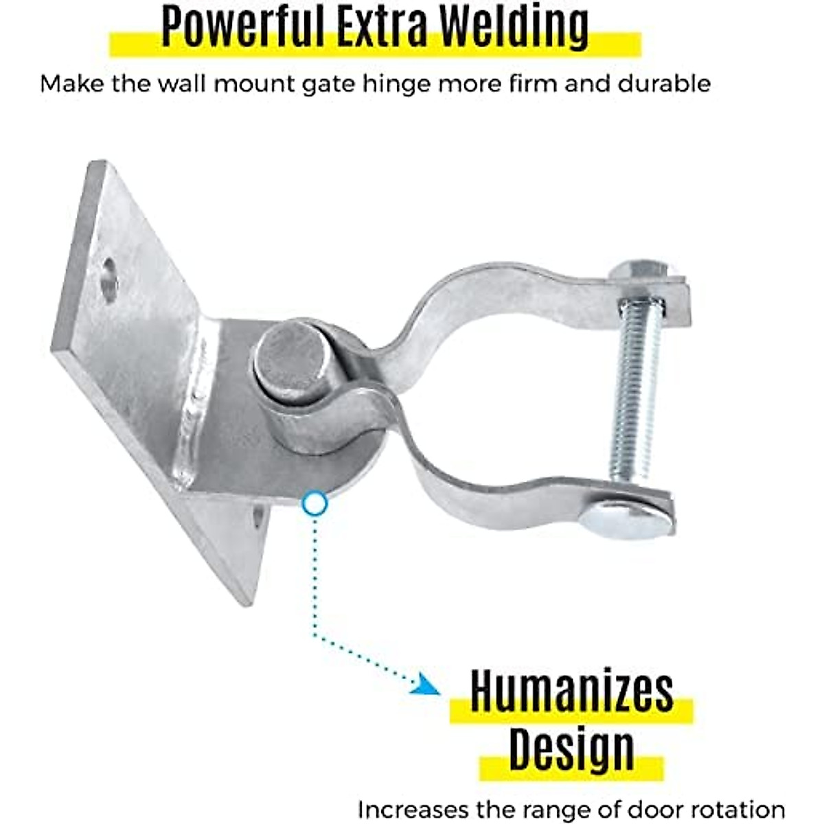 Heavy Duty Wall Mount Gate Hinge | Pipe Gate Hinge 2 Pack Chain Link Fence Gate Hinges Fence Post Chain Link Gate Hinge Pressed Steel Chain Link Fence Frame Hinge Outdoor Gate Hardware (4 Pack)