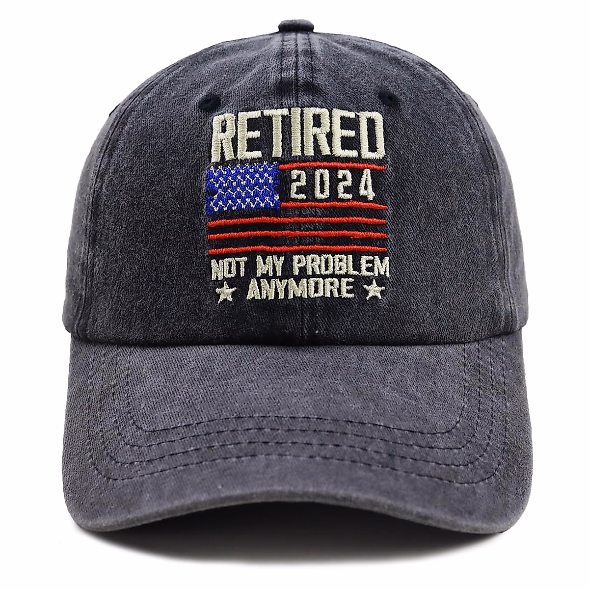 Retirement Gifts for Men Women, Retired 2024 Not My Problem Anymore with American Flag Hat, Happy Retirement Party Decorations Baseball Cap, Birthday Gift for Veterans Dad Mom Grandpa Grandma Friend