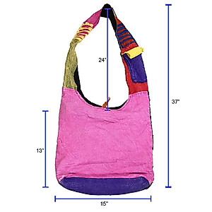 Bohemian Hippie Crossbody Shoulder Bag Sling Cotton Handmade Variety Patterns (2039 - Peace Sign)