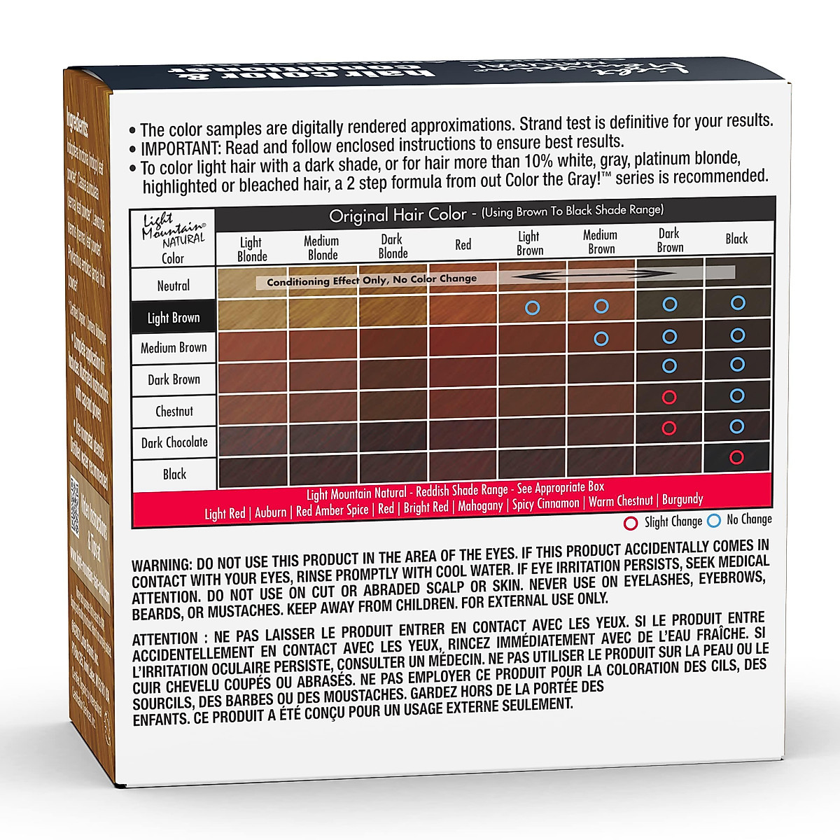 Light Mountain Henna Hair Color & Conditioner - Light Brown Hair Dye for Men/Women, Organic Henna Leaf Powder and Botanicals, Chemical-Free Semi-Permanent Hair Color, 4 Oz