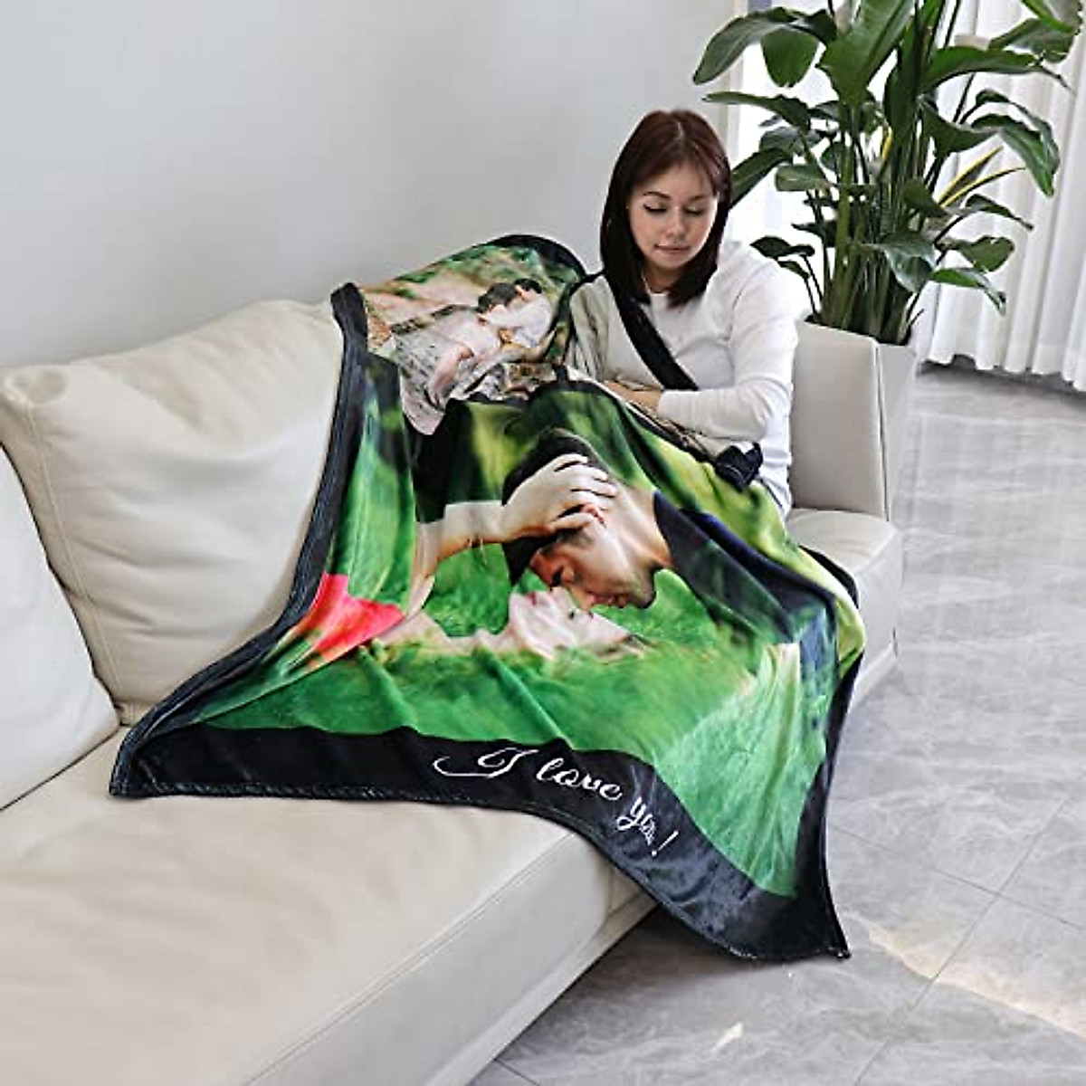 AMZLAL Custom Blankets with Photos, Personalized Blanket with Picture Name for Wife Husband Boyfriend Girlfriend-Anniversay Christmas Birthday Wedding Gifts (1 Photo, 40"×30")