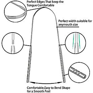 ZUER Tongue Cleaner, Steel Tongue Scrapers for Adults,Use for Plaque Removal, Bad Breath and to Restore l Hygiene or Taste Sensation