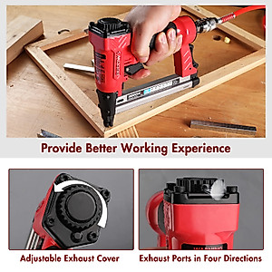 Arrow Pneumatic Staple Gun, Oil-Free Upholstery Stapler with 3750 Pieces T50 1/4", 3/8", 1/2" Staples, Adjustable Exhaust, for Woodworking, Professional and DIY Projects, PT50