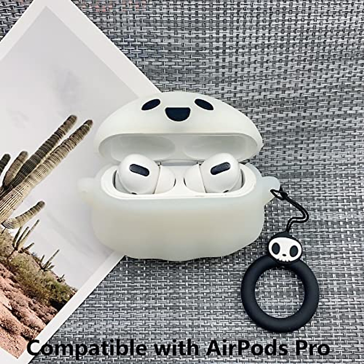 Compatible with Airpods Pro Case Cover, Luminous Halloween 3D Ghost Case for Apple Airpods Pro, Soft Silicone Cute Funny Anime Cartoon AirPods Pro Case for Women Men Kids Teens Girls Boys