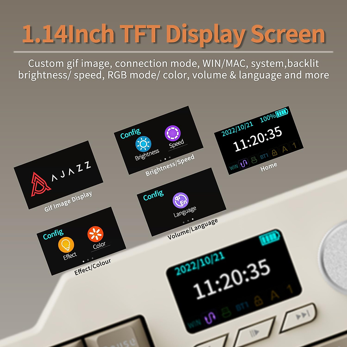 NACODEX AK35I V3 104 Keys RGB Gasket Mount Keyboard | Amazing 8000mAh Bluetooth /2.4G /Wired PC Gaming Custom Keyboard with Five Layer Pad | Knob Control | Cherry Profile PBT Keycaps