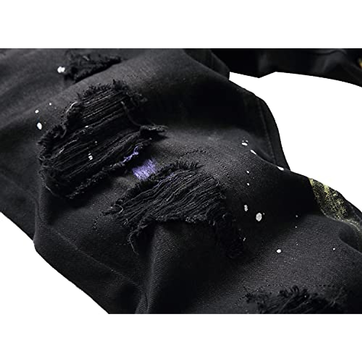 DANT BULUN Men's Ripped Distressed Destroyed Slim Fit Straight Leg Denim Jeans (40, Black060)