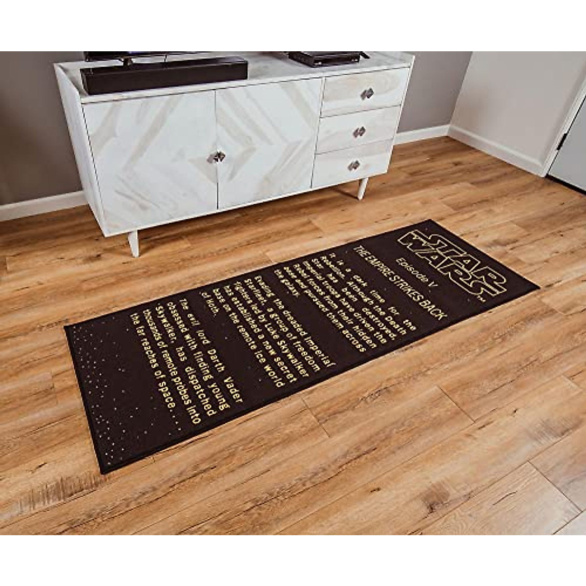 Star Wars: The Empire Strikes Back Title Crawl Printed Area Rug | Indoor Floor Mat, Accent Rug For Living Room and Bedroom, Home Decor For Kids Playroom | Movie Gifts And Collectibles | 27 x 77 Inches