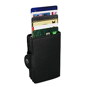 Quick Card Wallet : As Seen On TV Slim RFID Blocking Money Clip with Aluminum Automatic Pop-up Money Clip Wallet Automatic Pop-up Card Holder Case